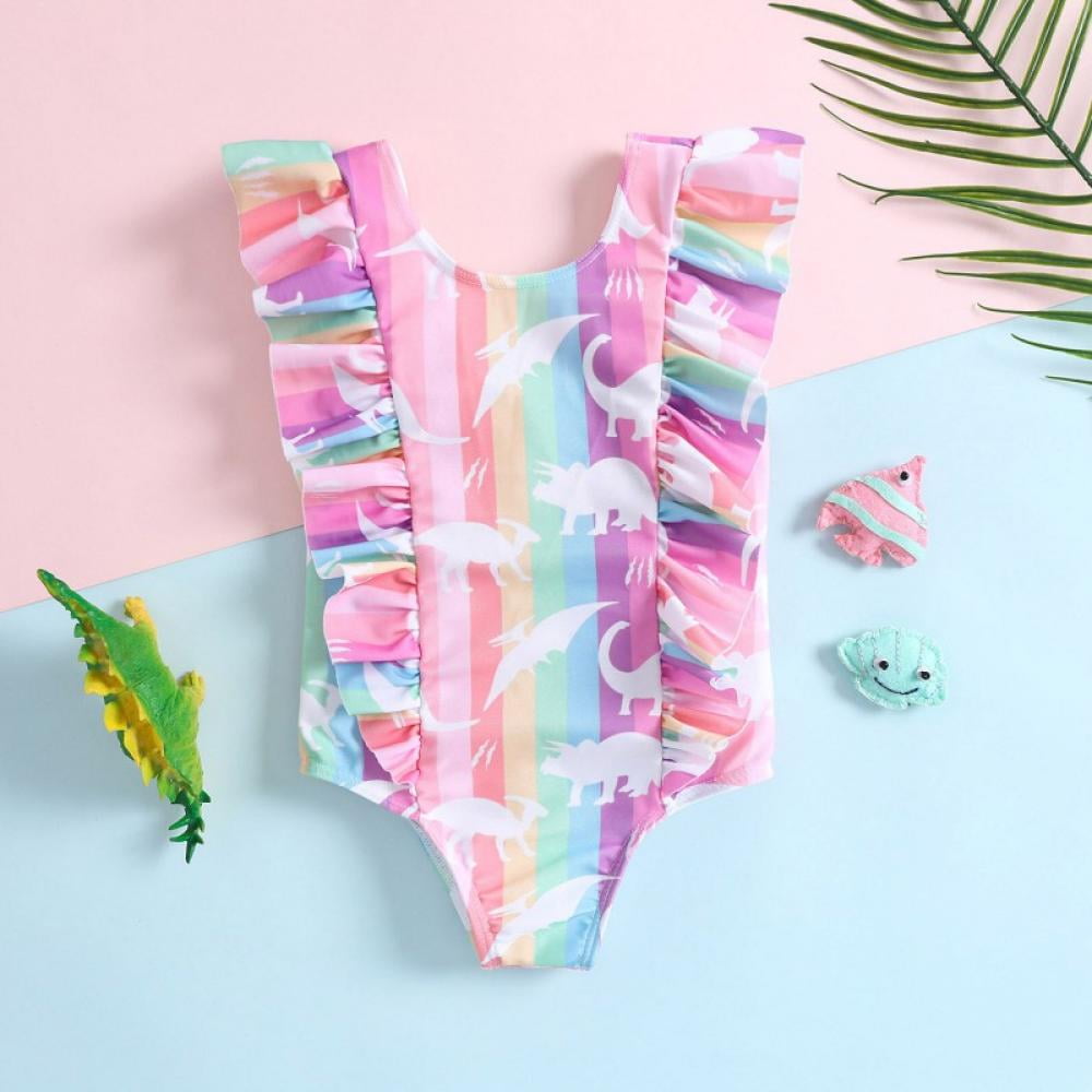 GYRATEDREAM Girls Bathing Suits Ruffle One Piece Swimsuits Cute Beach ...