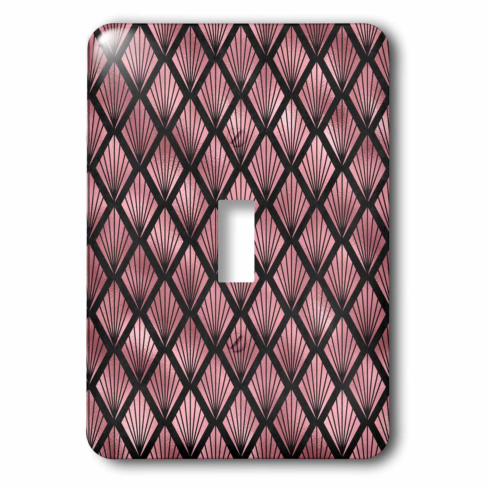 Contemporary Pink and Black Art Deco Diamond Pattern single toggle ...