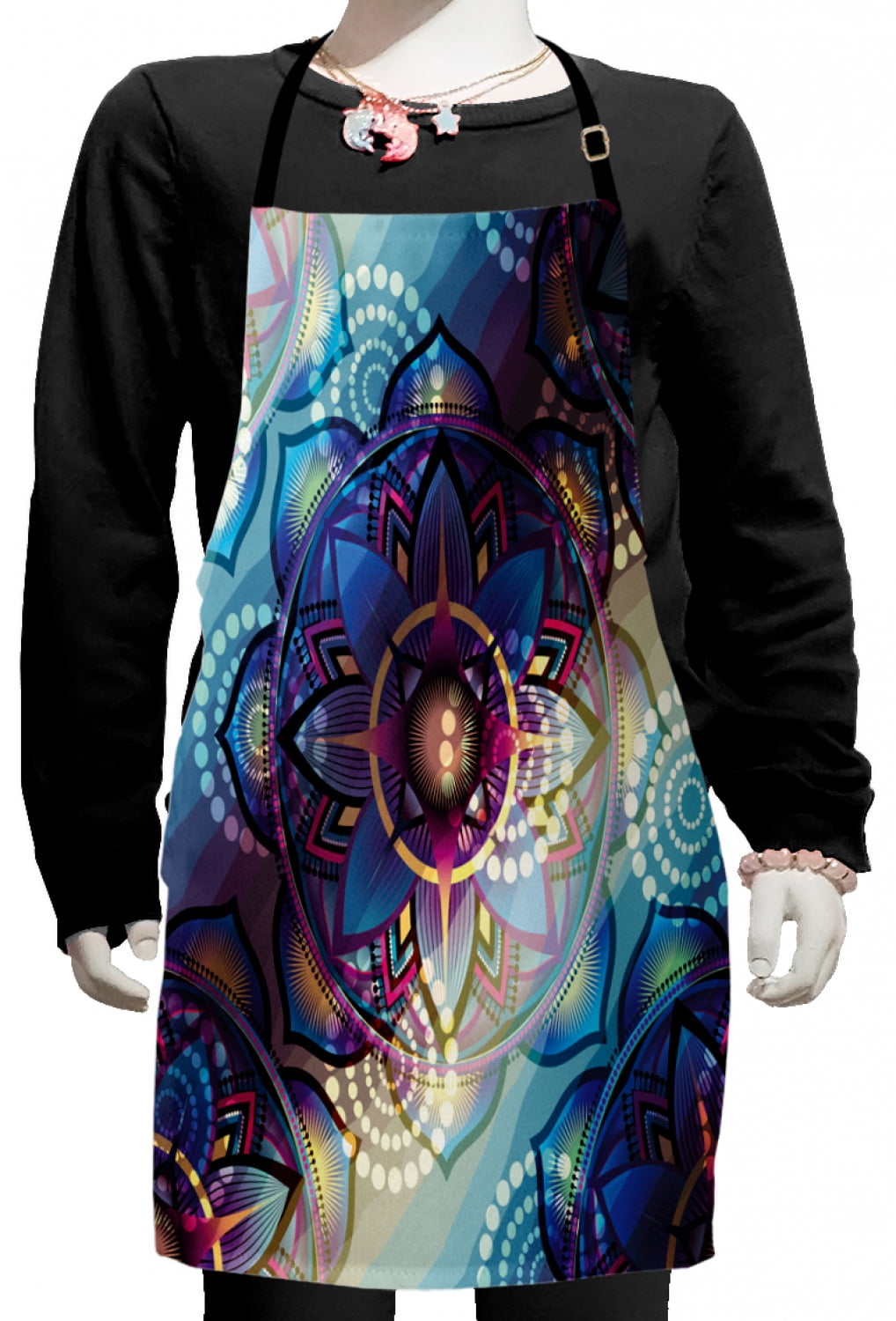 Lotus Kids Apron, Gradient Diagonal Mystic Geometric Alchemy Trippy ...