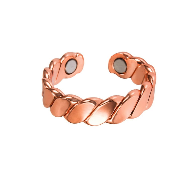 2 Healing Magnetic Pure Solid Copper Ring Adjustable Arthritis Joint Pain Relief