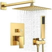 "Brushed Gold Bathroom Shower Head Combo Set System with Brass Valve, 8 ...
