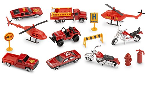 Rescue Vehicles Emergency Fire Set, 15 Piece Diecast Vehicles Including ...