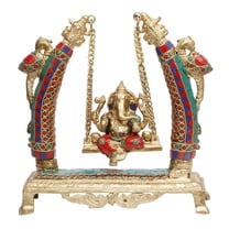 Brass World Ganesh Jhula with Hanging Diya Brass Gemstone Handwork ...