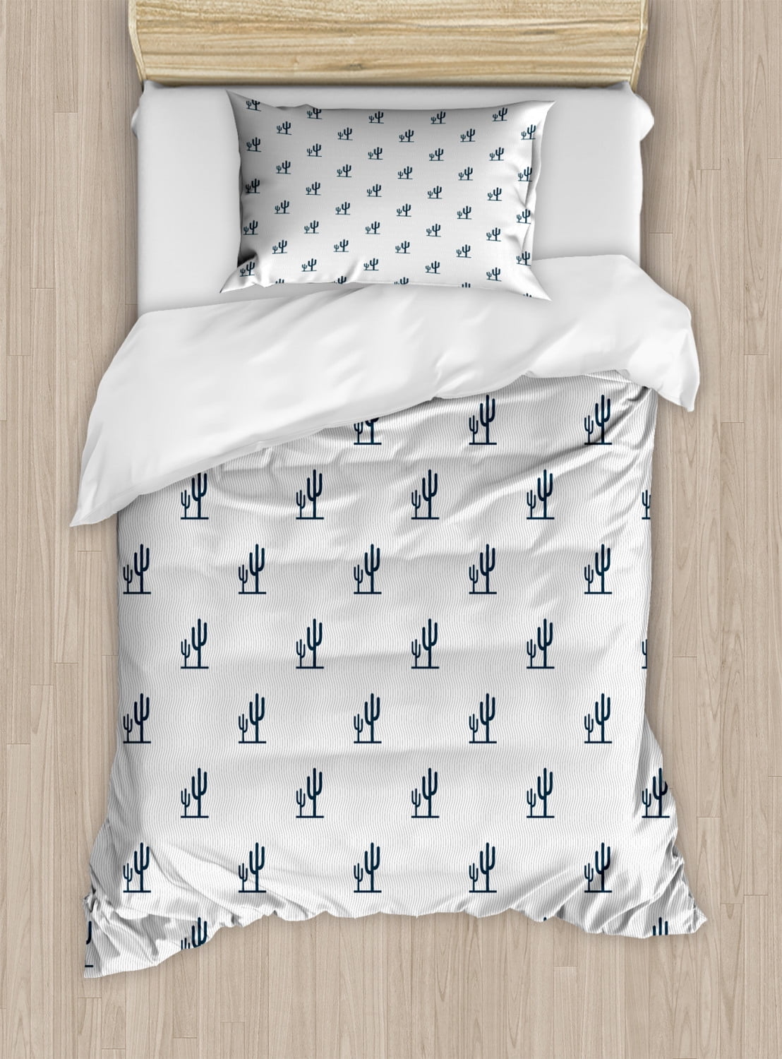 Cactus Duvet Cover Set Twin Size, Saguaro Cactus on a Curving Vertical ...