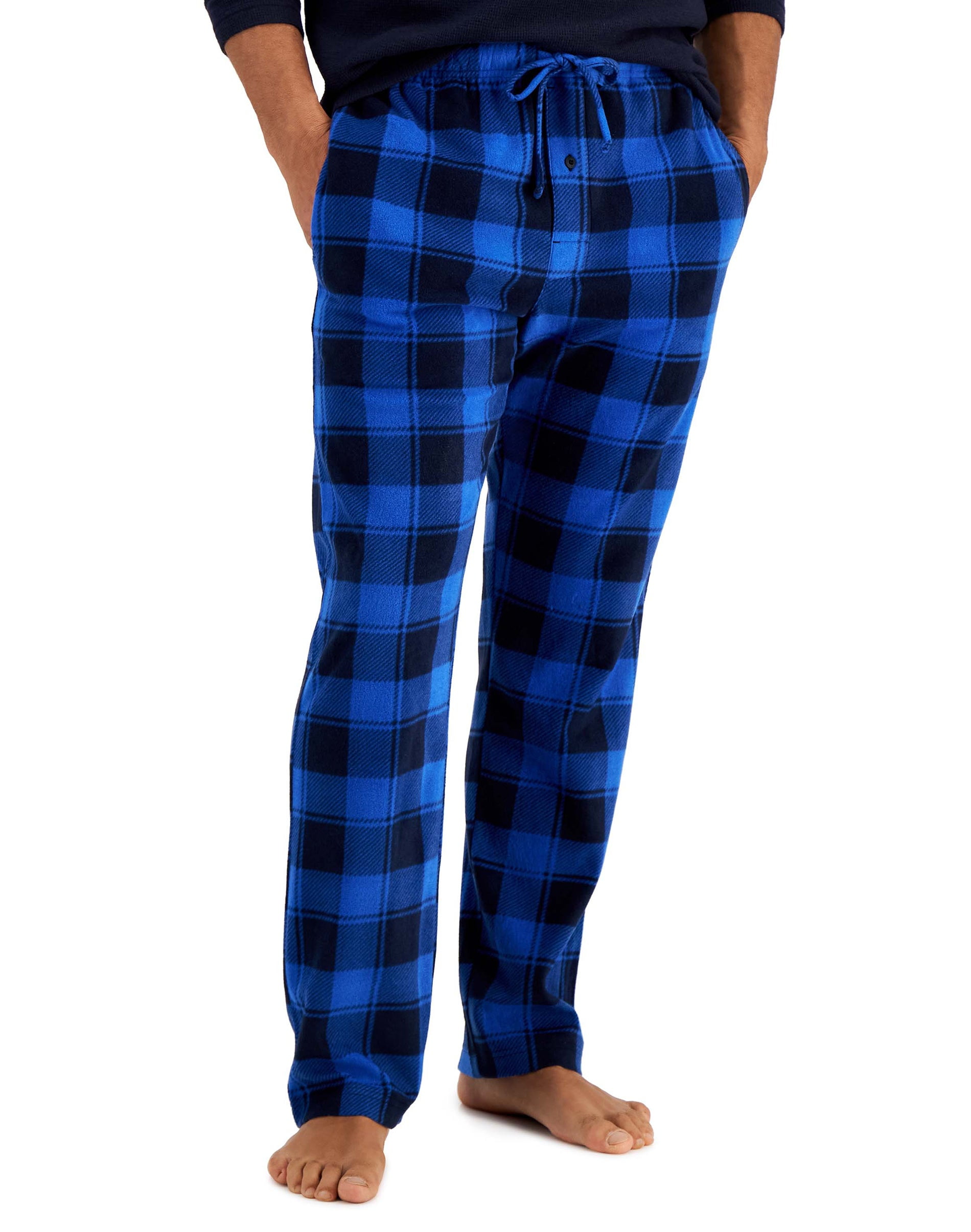 Hanes Mens Micro Fleece Pant, S, Blue Buffalo Plaid - Walmart.com