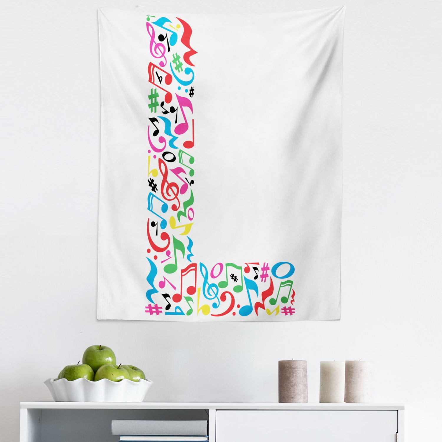 Letter L Tapestry, Capital Sign a Musical Inspiration Design Vibrant ...