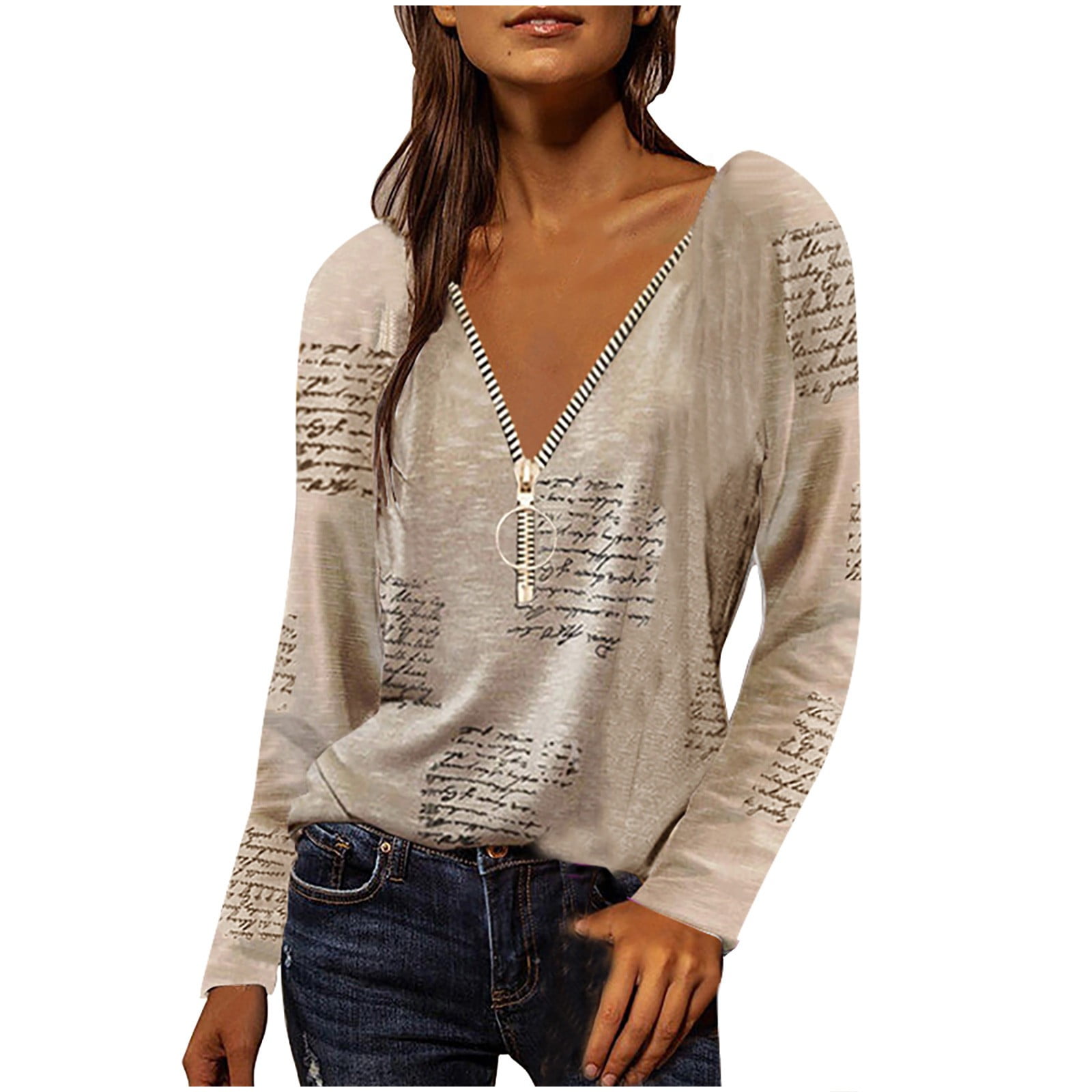 Click here for Blvb Fall Clothes For Women 2022 V Neck Zip Up Pri... prices