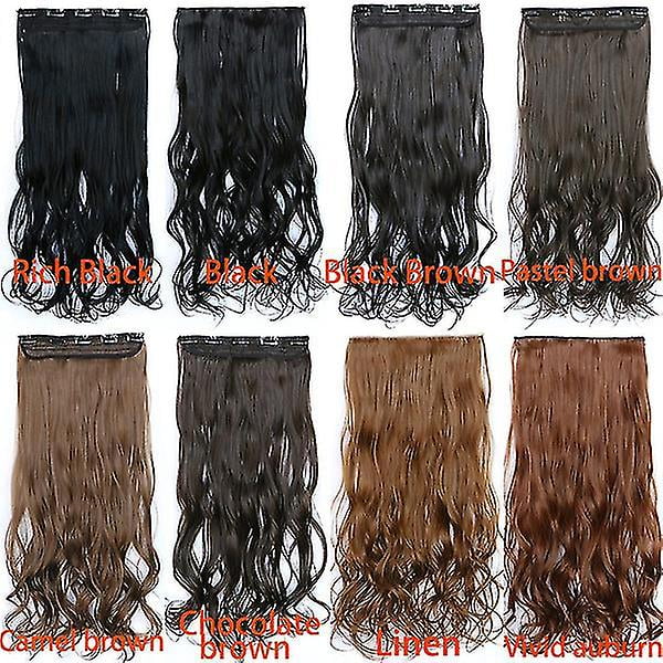 24" One Piece Clip In Hair Extensions Synthetic 3/4 Full Head Thick ...