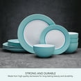 Pfaltzgraff Grayson Teal 12-Piece Dinnerware Set Stoneware Round in ...