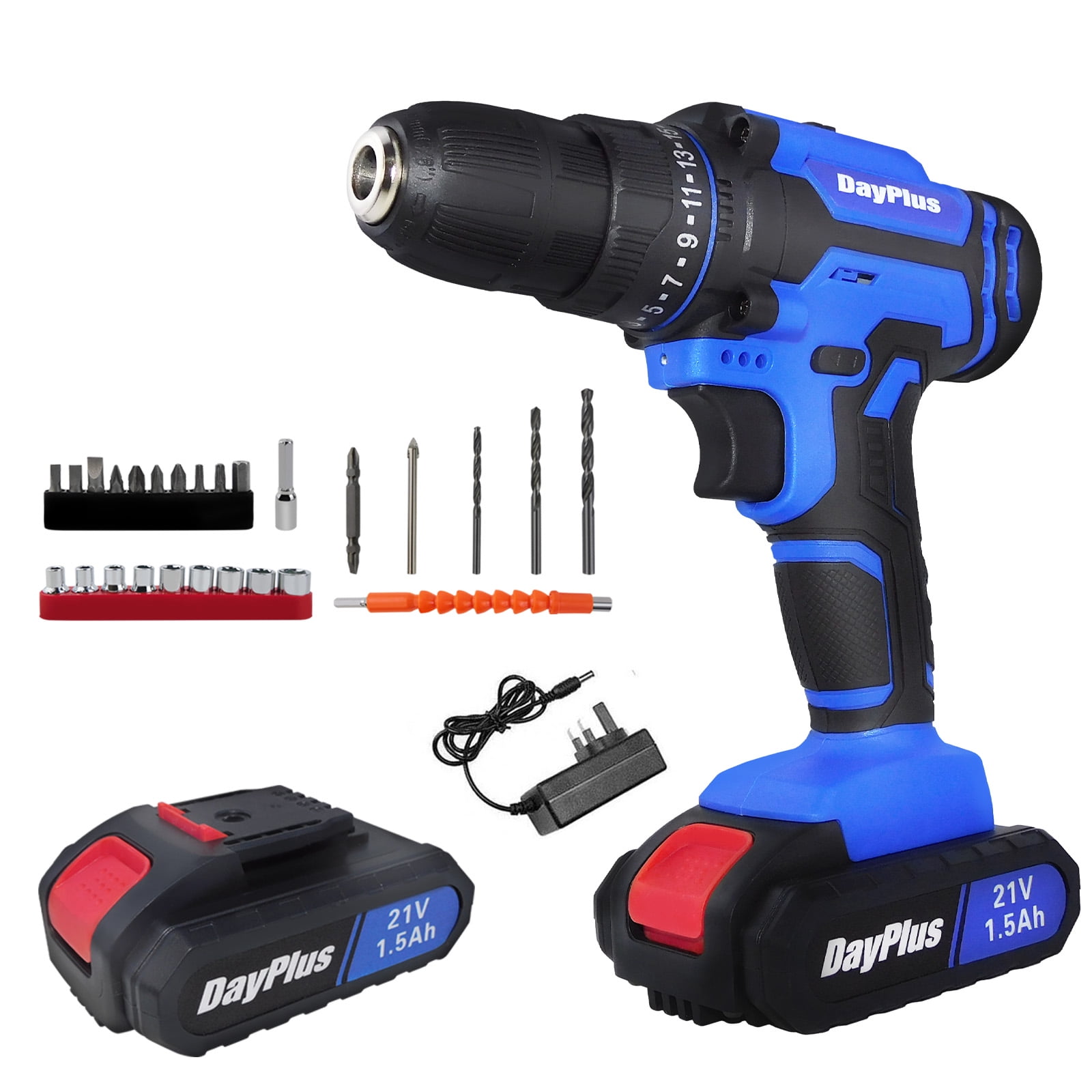 21V Cordless Drills Driver Screwdrivers Set with 2pcs 1500mAh Lithium ...