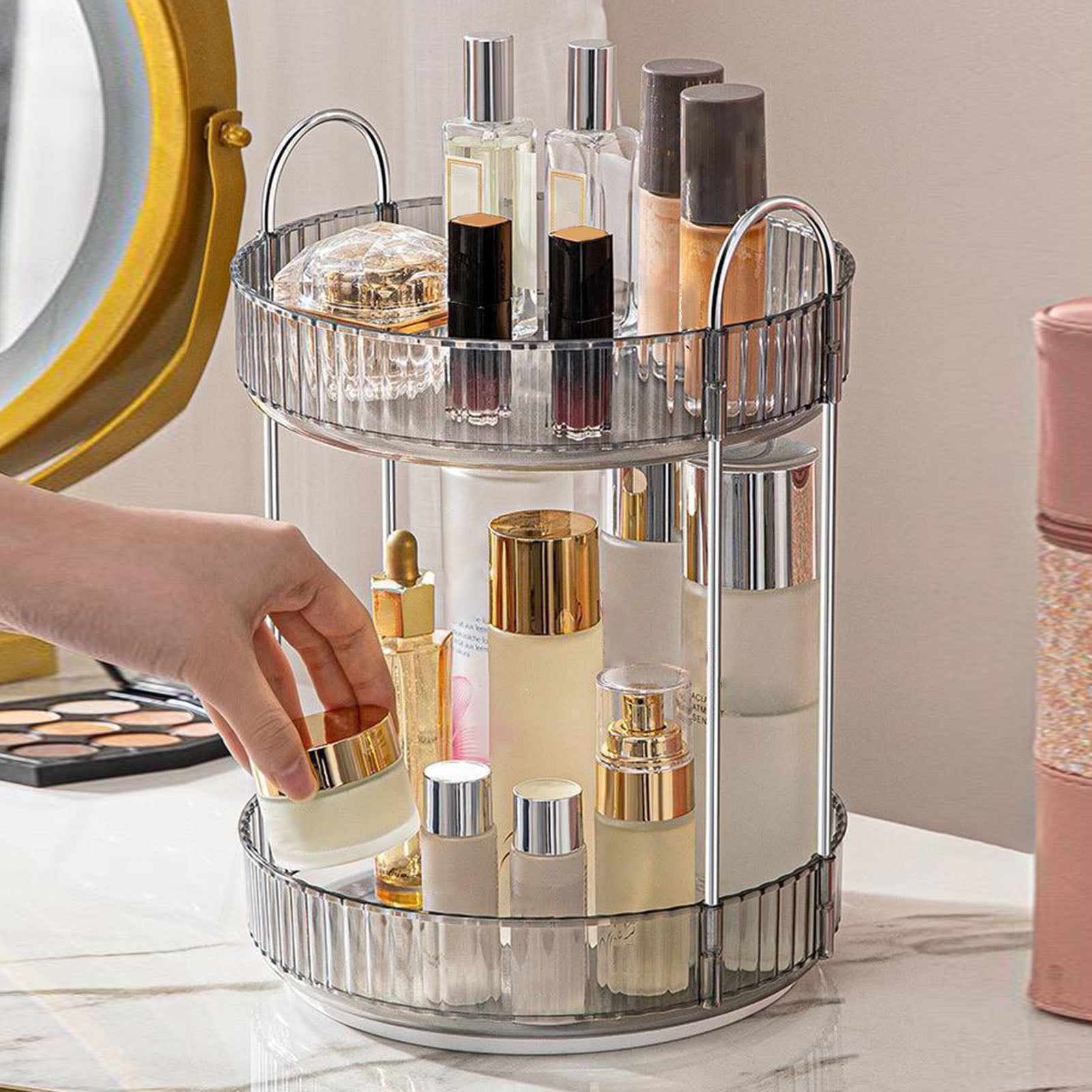 Honrane Rotating Makeup Organizer - Light Luxury, Convenient, 360 ...
