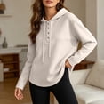 Aihuaihua Hoodies for Women Button Collar Henley Neck Drawstring Long ...