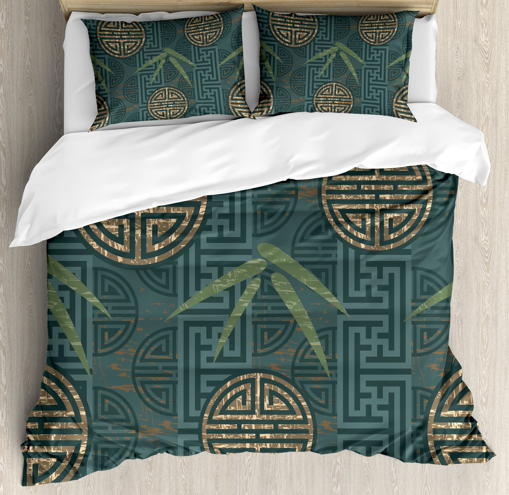 Bamboo King Size Duvet Cover Set, Authentic Asian Composition with ...