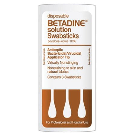 Betadine Disposable Solution Swabsticks, 3 Count, 50 Packs - Walmart.com