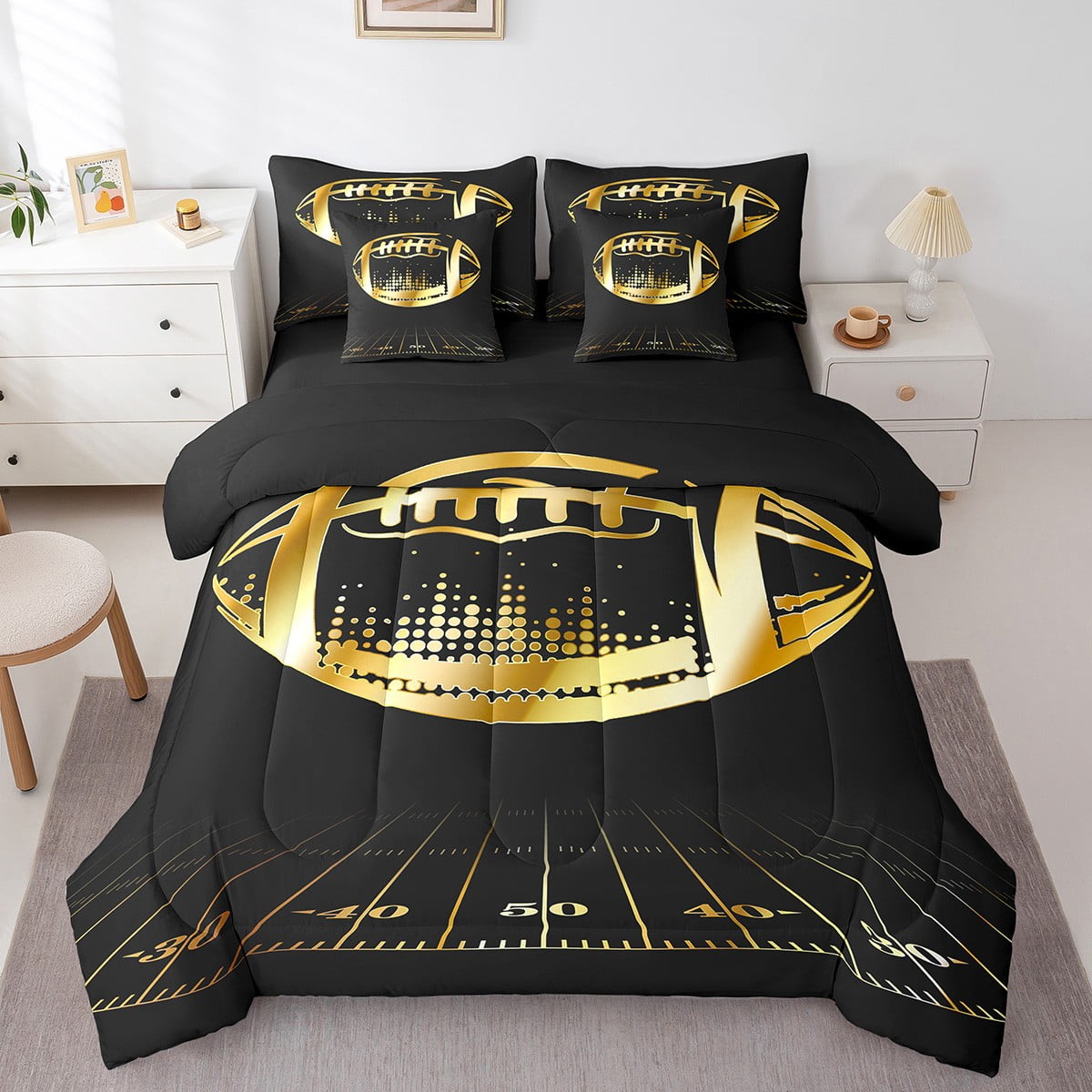 Click here for Yst Soccer Print Bedding Set  Sports Theme 7-Piece... prices