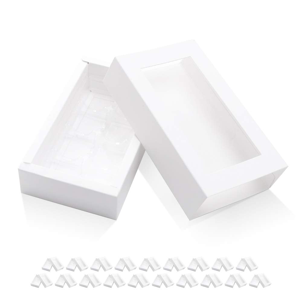 PKGSMART 20 Pack Truffle Boxes White, Chocolate Boxes Packaging with 8 ...