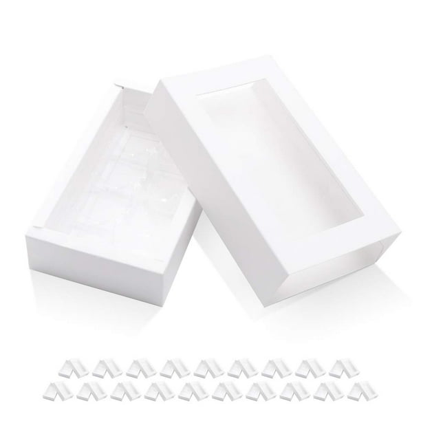 PKGSMART 20 Pack Truffle Boxes White, Chocolate Boxes Packaging with 8 ...