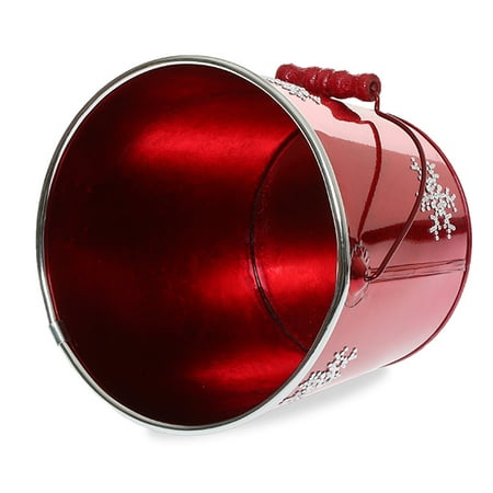 Round Metal Pail Med - Holiday Rhinestone Snowflakes 6in - Walmart.com ...