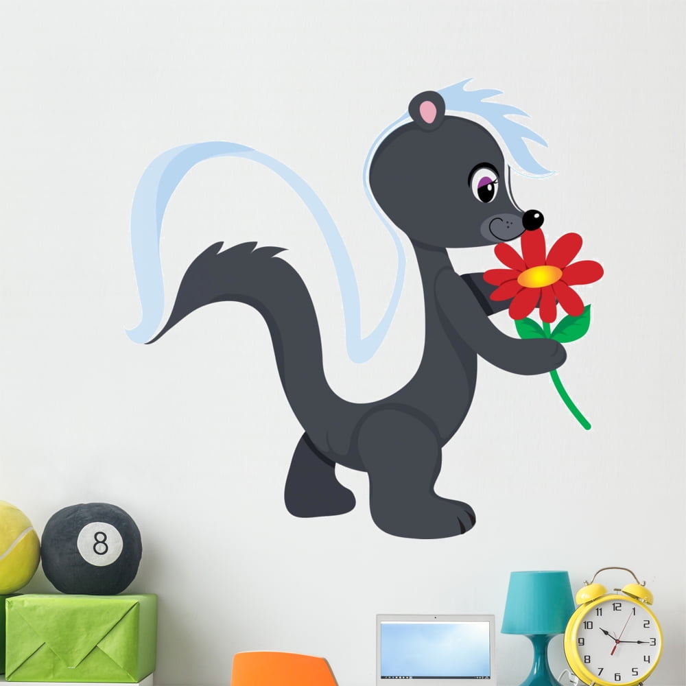 Cute Little Skunk Holding Wall Mural Decal Sticker, Wallmonkeys Peel ...