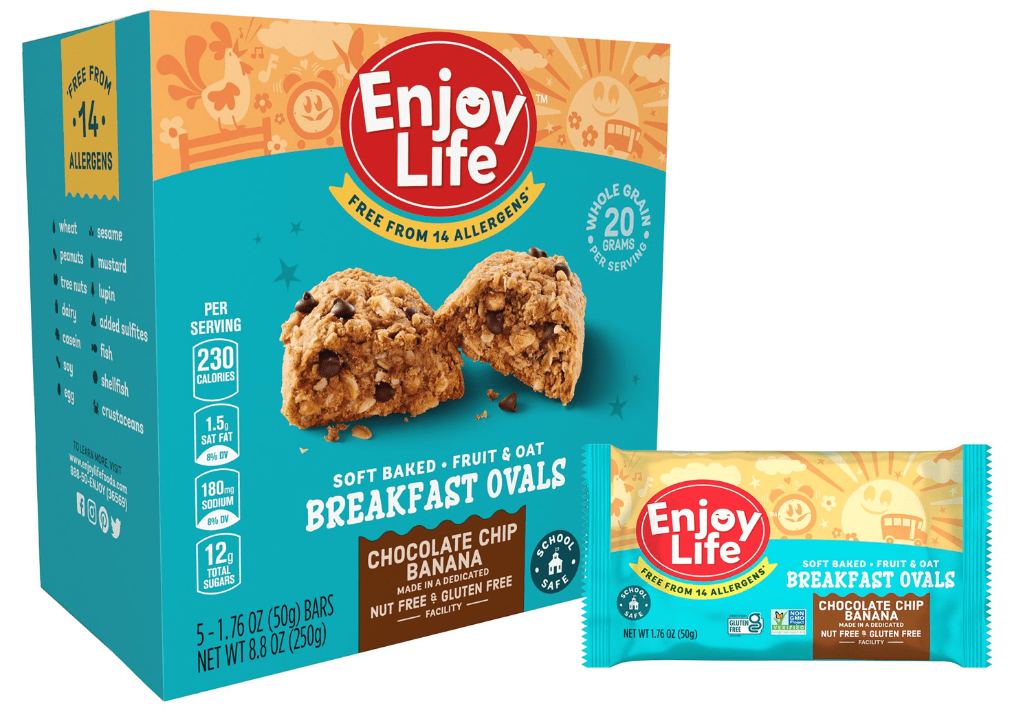 Enjoy Life Soft Baked Chocolate Chip Banana Breakfast Fruit & Oat Ovals ...