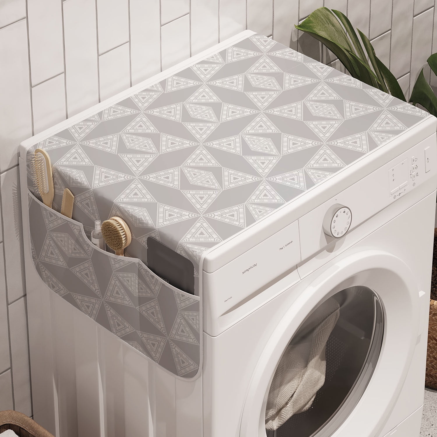 Geometric Washing Machine Organizer, Muted Toned Illustration of ...