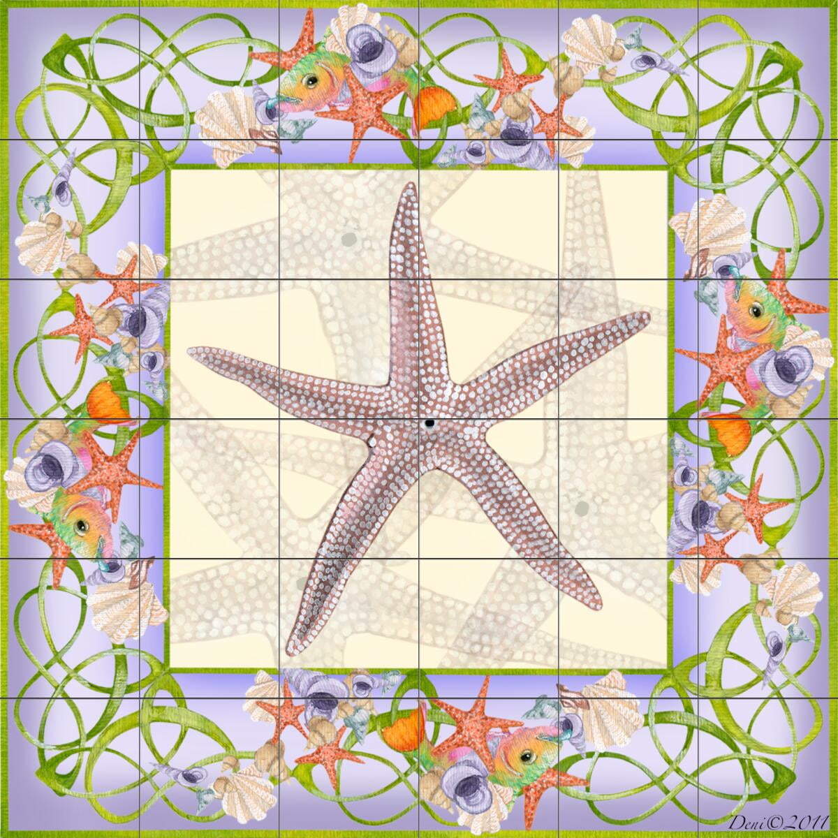 Tile Mural Bathroom Backsplash - Seashell Square 9-DF - by Denise ...