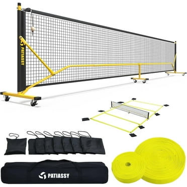 Patiassy 22 FT Pickleball Net Set with Wheels and Pickleball Court ...