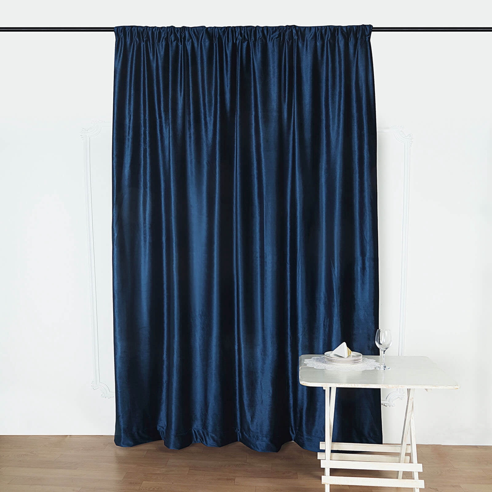Efavormart 8Ft H x 8Ft W Premium NAVY BLUE Velvet Backdrop Curtain ...