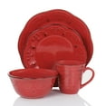 Elama Rustic Birch 16 Piece Stoneware Dinnerware Set in Red - Walmart.com