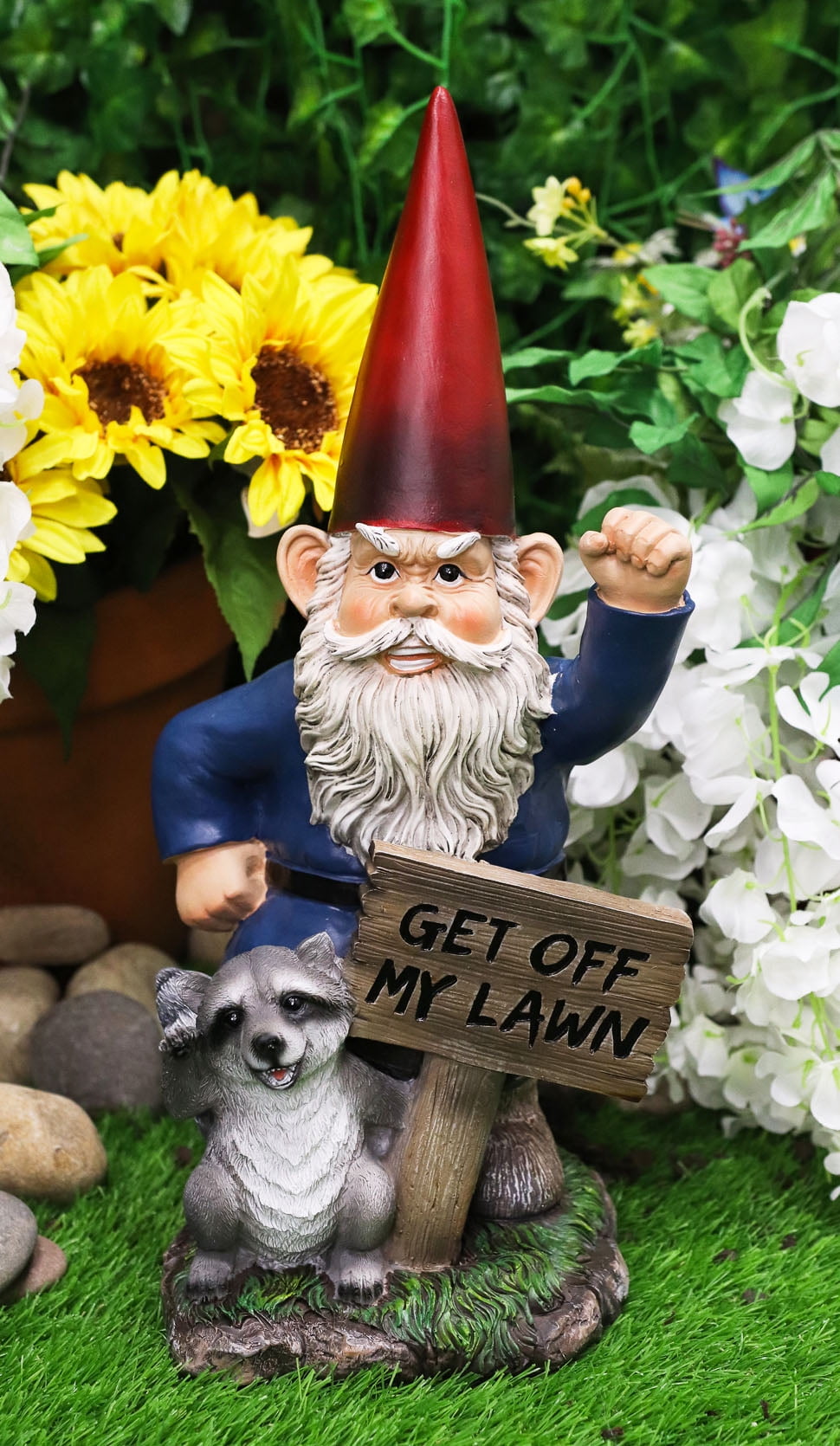 Ebros Grumpy Mr Gnome Dwarf With Feisty Raccoon Raising Fists Not ...