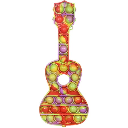 Rainbow Guitar Shape Pop Fidget Toy, Multicolor Violin Shape Push Pop ...