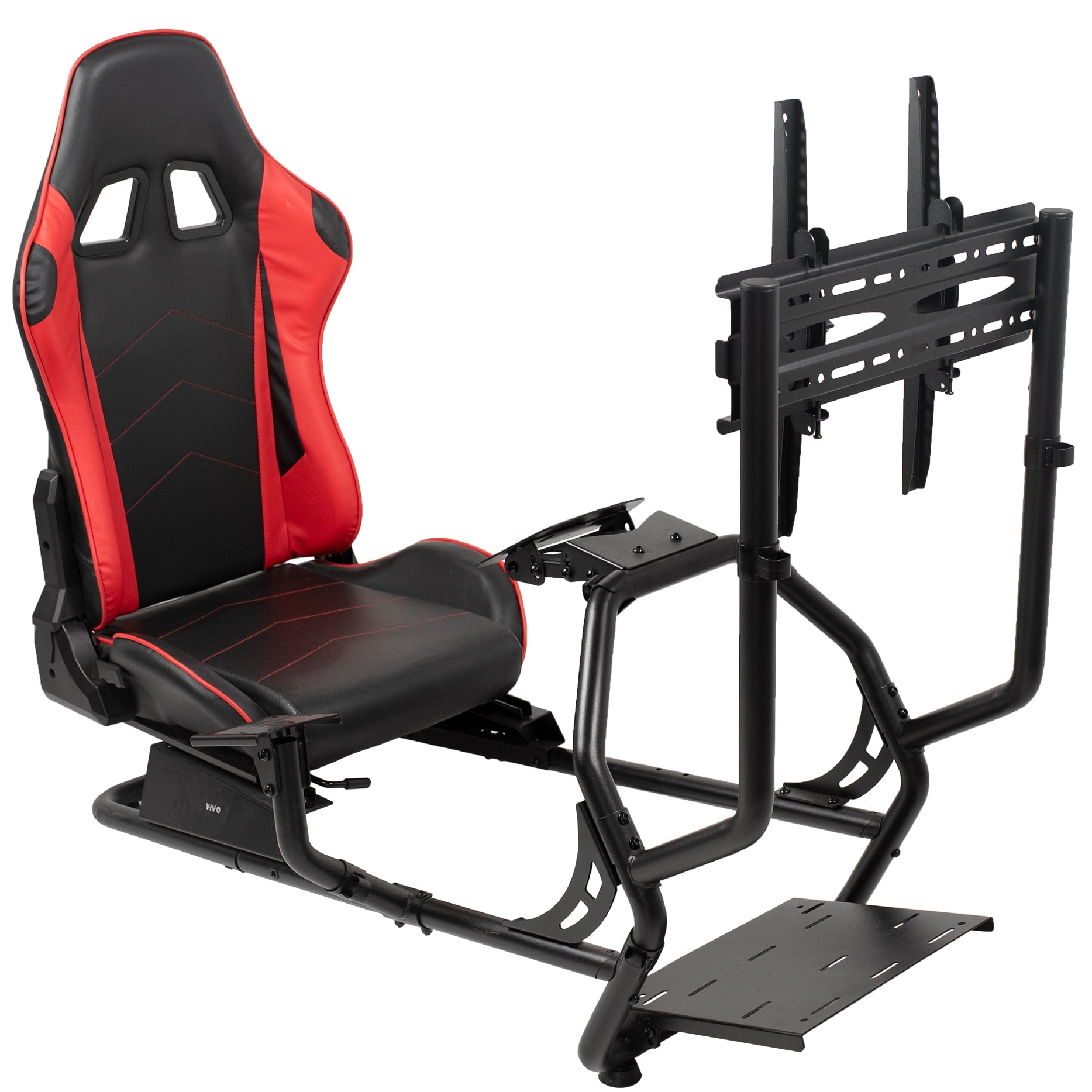 VIVO Racing Simulator Cockpit w/ Wheel Stand, Recline Seat, Gear Mount ...