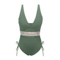 RUTAYY Women's One Piece Swimsuits Solid Color V Neck Adjustable ...