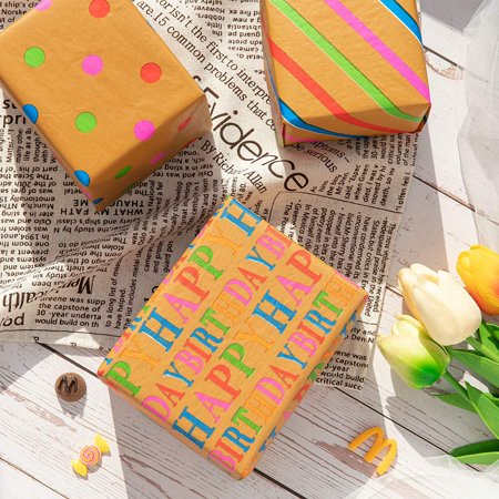 e 90 Sheet Birthday Tissue Paper Kraft Birthday Gift Wrapping Paper 3 ...
