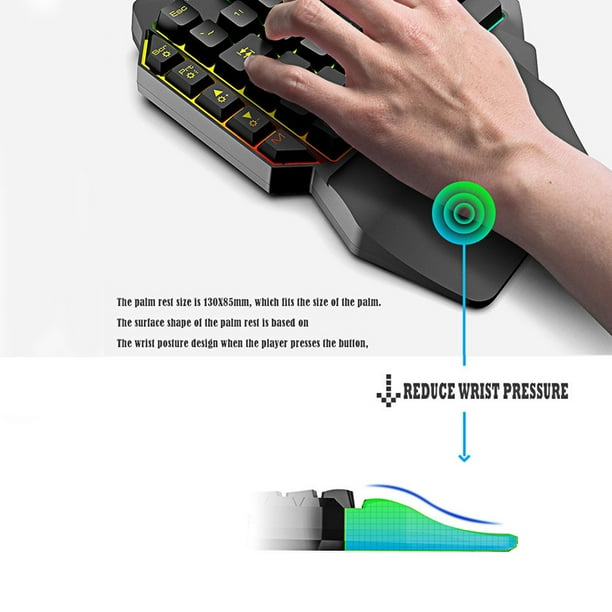 One Handed Keyboard and Mouse Combo 39 Keys backlight Gaming Board with ...