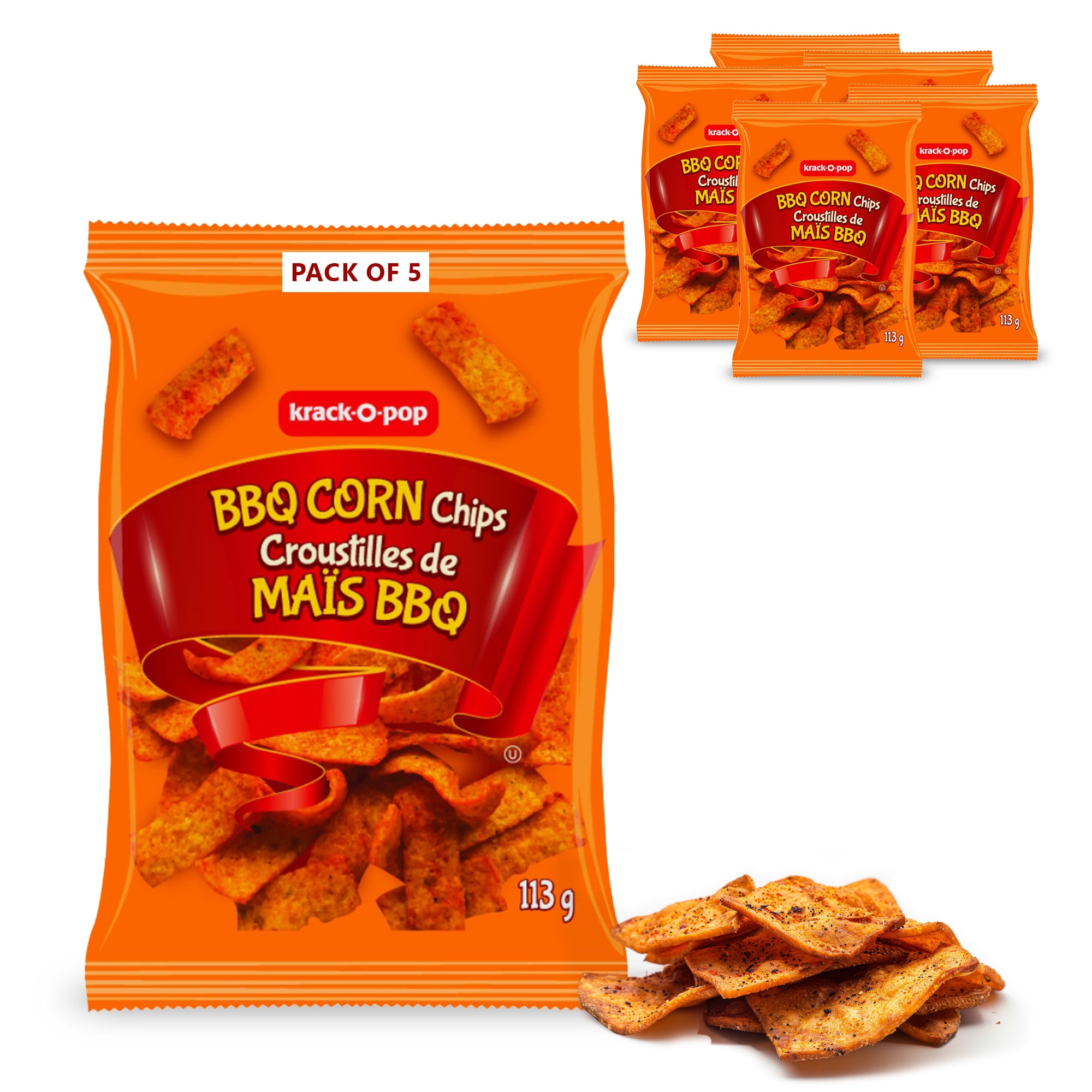 Krack-O-Pop BBQ Corn Chips 113g (Case Pack of 5) – Crunchy Snack, Bold ...
