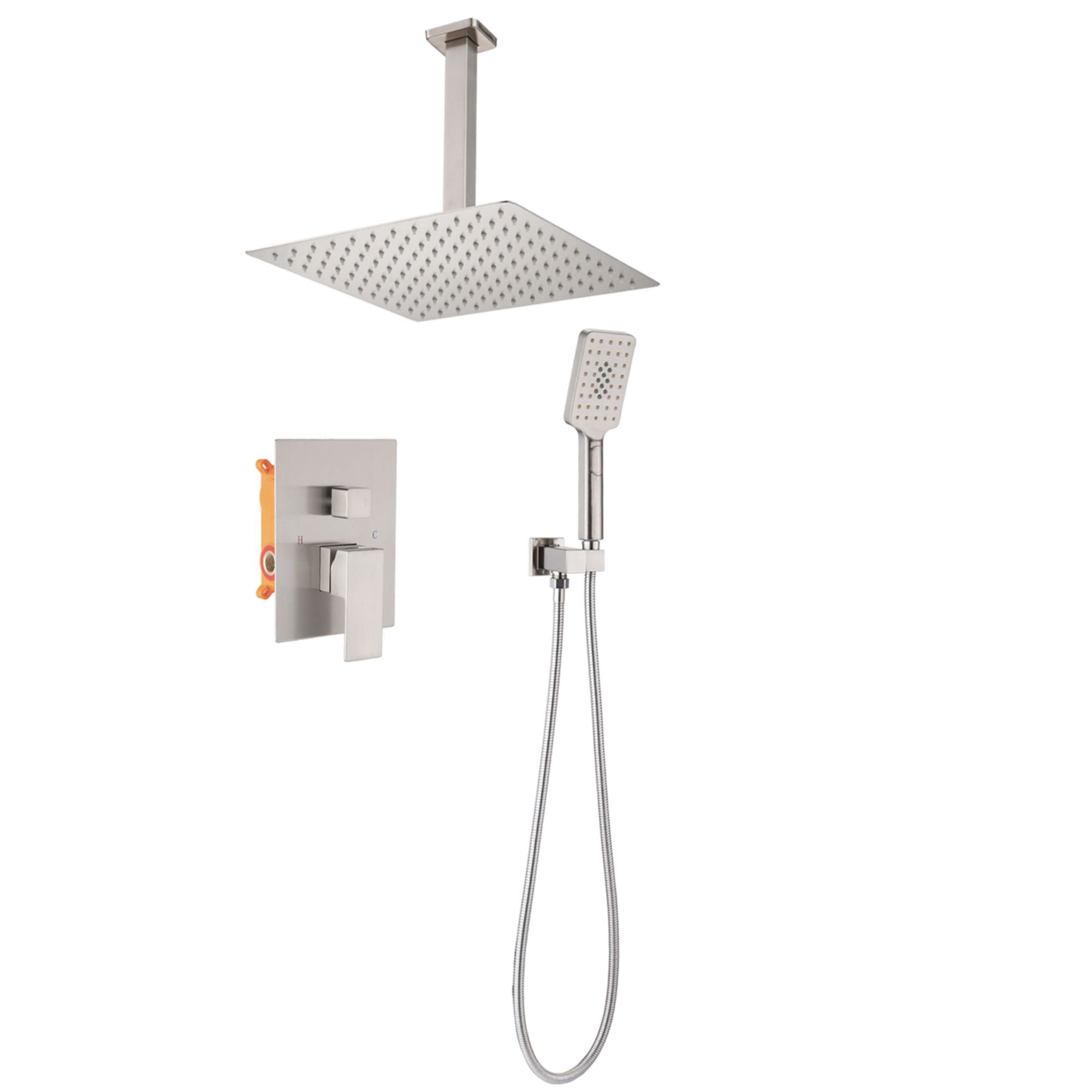1-Spray Patterns 12 in. Ceiling Mounted Rain Dual Shower Heads with ...
