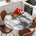 Abstract Natural Marble Texture Round Fitted Tablecloth with Elastic ...