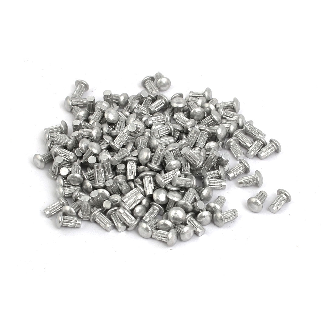 200pcs M2.5 x 5mm Knurled Shank Round Head Aluminum Solid Rivet Silver ...