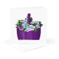 3drose, Cute Purple Basket of Flowers Illustration, 6 Greeting Cards ...