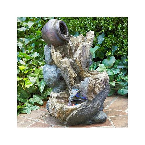 Beckett 7222010 Garden Fountain, Watering Jar With 4-Color LED, Resin ...