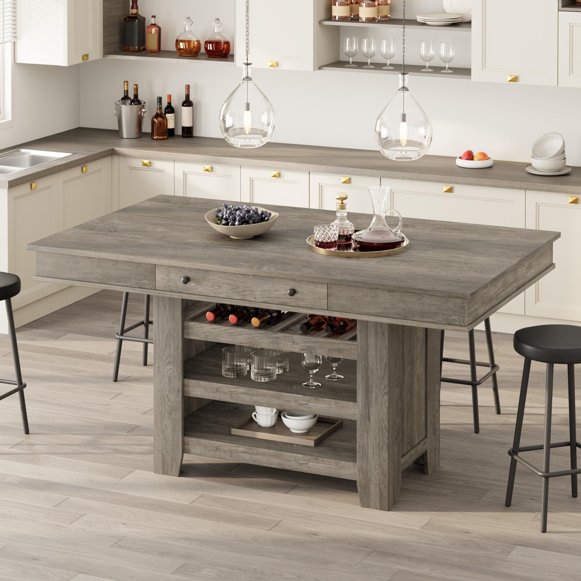 Click here for Glorystar Counter Height 60 Dining Table  Wood Kit... prices