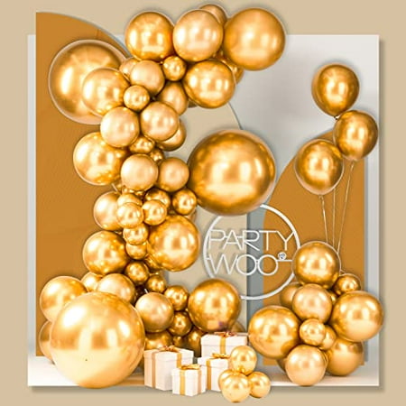 PartyWoo Gold Balloons, 100 pcs Metallic Gold Balloon Garland Arch Kit ...