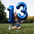 40 Inch Number Blue 3 Balloon,Large Dark Blue Foil Number Balloons 3rd ...