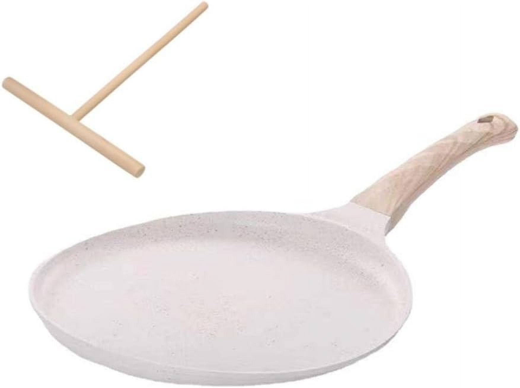 Non-Stick Crepe Pan with Wooden Handle and spreader, 26 cm, White ...