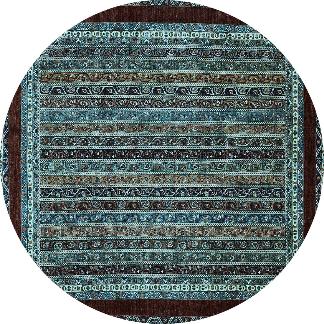 Ahgly Company Indoor Round Abstract Light Blue Modern Area Rugs, 8 ...