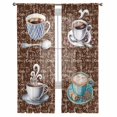 Brown Coffee Farmhouse Sheer Curtains 96 Inches Long 2 Panels Set ...