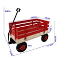 Red Wooden Wagon Cart - Folding Handle, Heavy Duty Outdoor Wagon ...