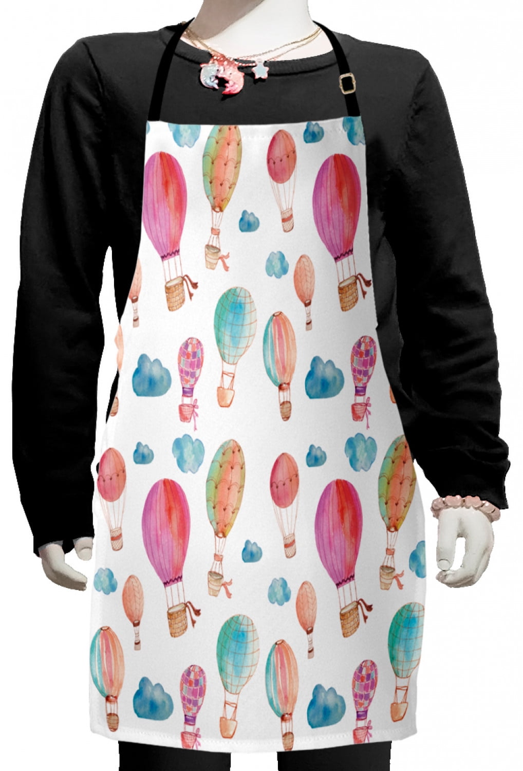 Watercolor Kids Apron, Hand Painted Style Floating Hot Air Balloons ...