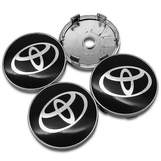 Black & chrome toyota wheel center caps hub badges 60mm 4pcs | Bodega ...